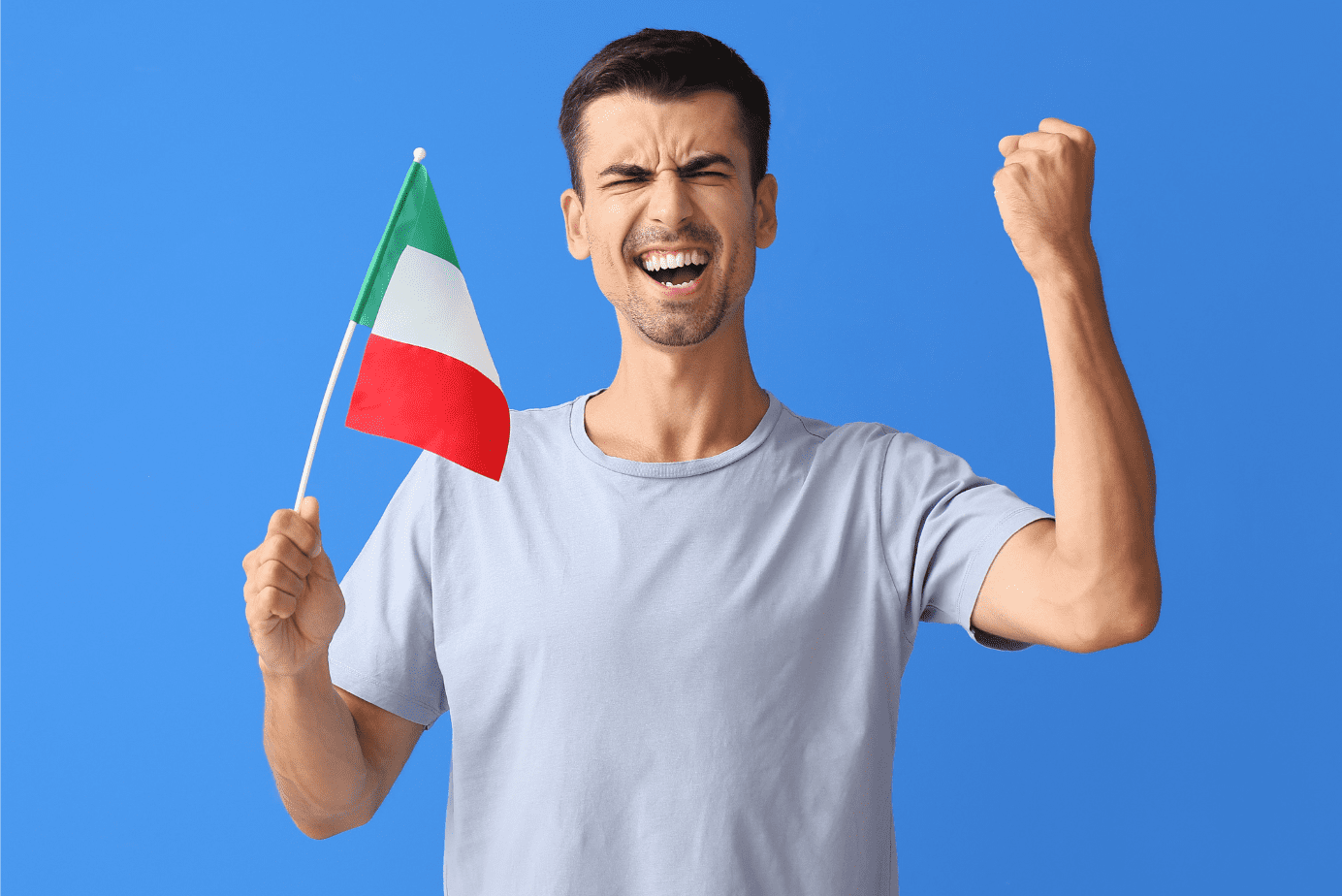 Persona Ondeando Bandera Italiana